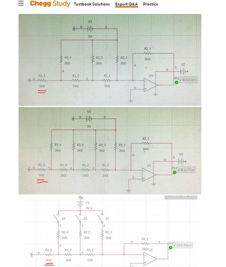 Solved Part 2: 3-bit R/2R ladder 1. Construct the circuit as | Chegg.com