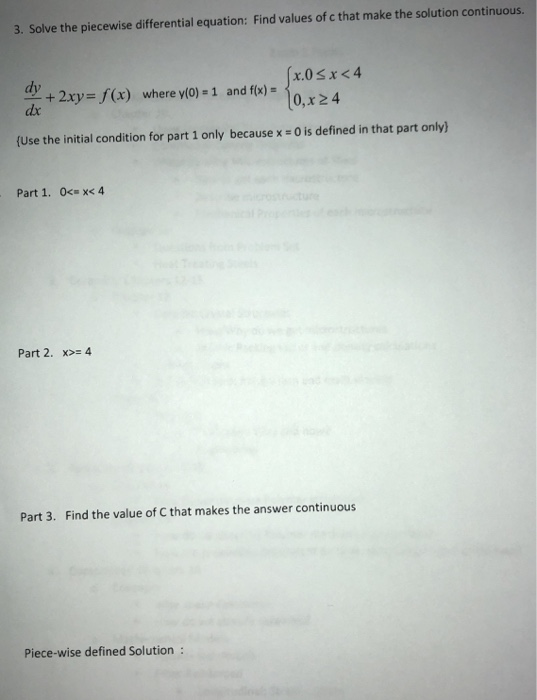 Solved 3. Solve the piecewise differential equation: Find | Chegg.com