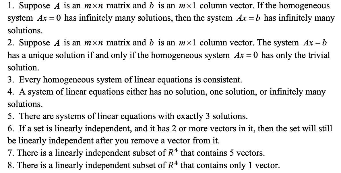 Solved 1. Suppose A is an m×n matrix and b is an m×1 column | Chegg.com