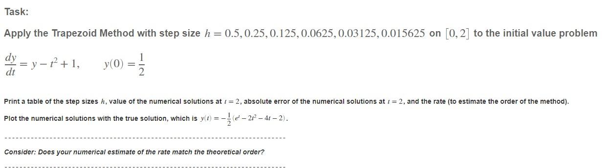 Apply the Trapezoid Method with step size | Chegg.com