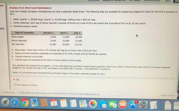 Solved NEX CES Problem 9-1A (Part Level Submission) Cook | Chegg.com