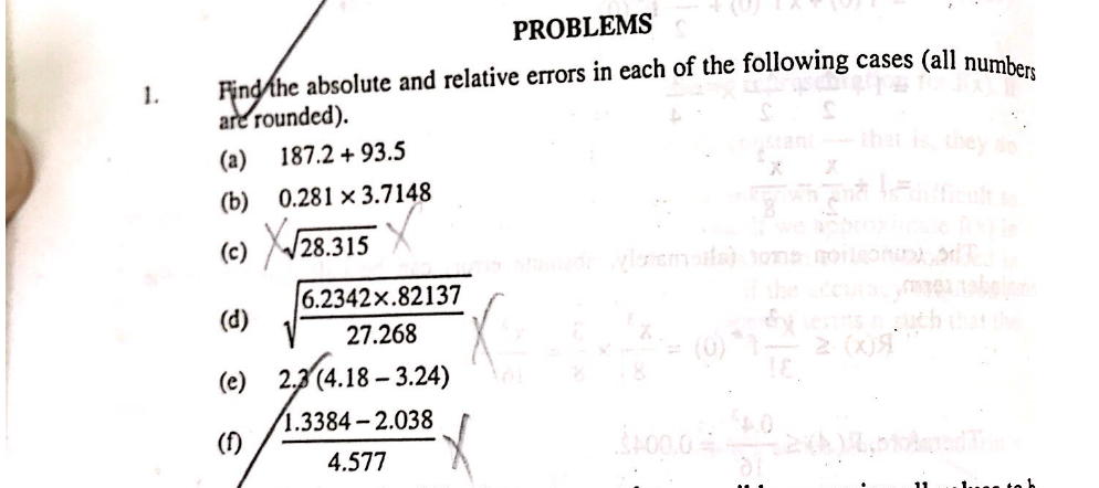 Solved 1 PROBLEMS Find The Absolute And Relative Errors In Chegg