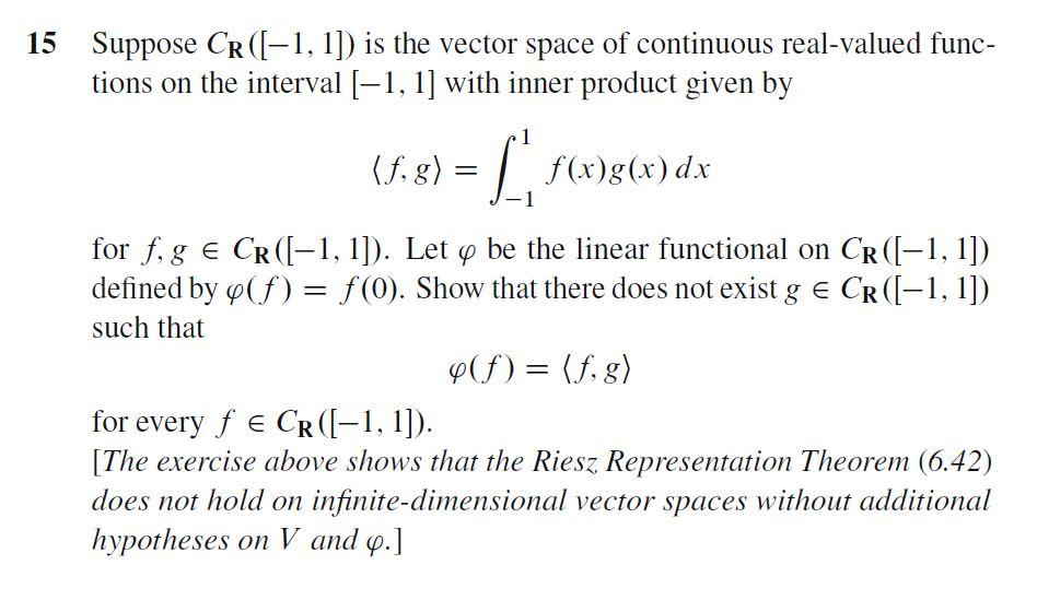 Solved 15 Suppose Cr([-1, 1]) is the vector space of | Chegg.com