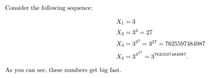 Solved Consider the following sequence: X1 = 3 X2 = 33 = 27 | Chegg.com