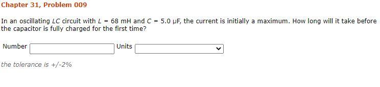 Solved Chapter 31, Problem 009 In an oscillating LC circuit | Chegg.com