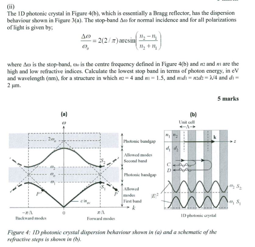 Solved (ii) The 1D photonic crystal in Figure 4(b), which is | Chegg.com