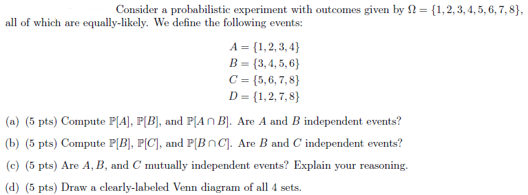 Solved Consider a probabilistic experiment with outcomes | Chegg.com