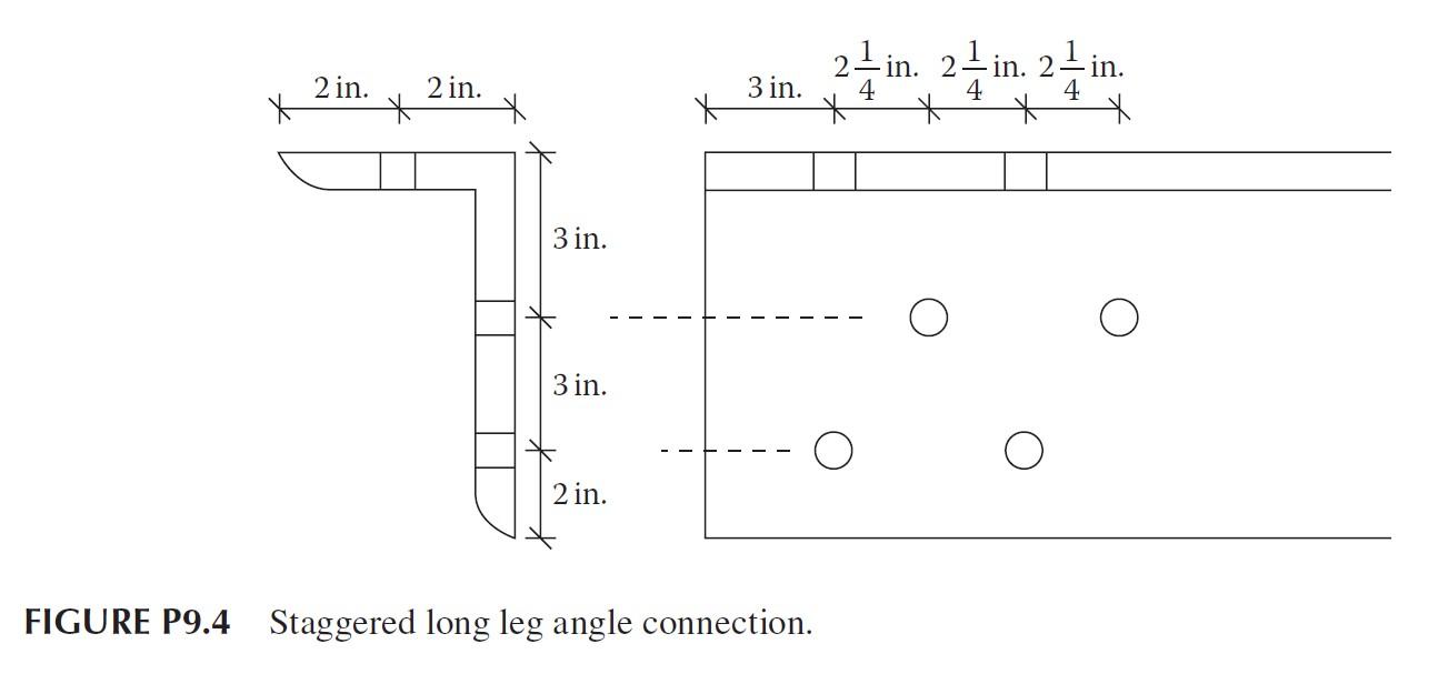 Solved An ∟ 8 × 4 × ½ has staggered holes for ⅞-in. diameter | Chegg.com