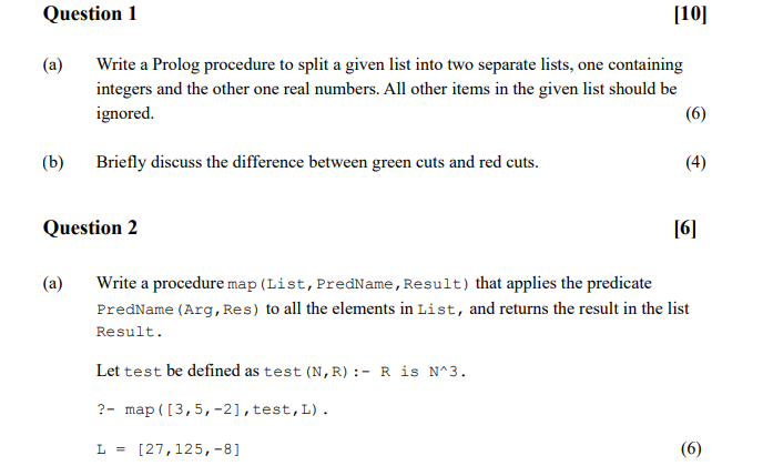 Solved (a) Write a Prolog procedure to split a given list | Chegg.com Solved (a) Write a Prolog procedure to split a given list | Chegg.com