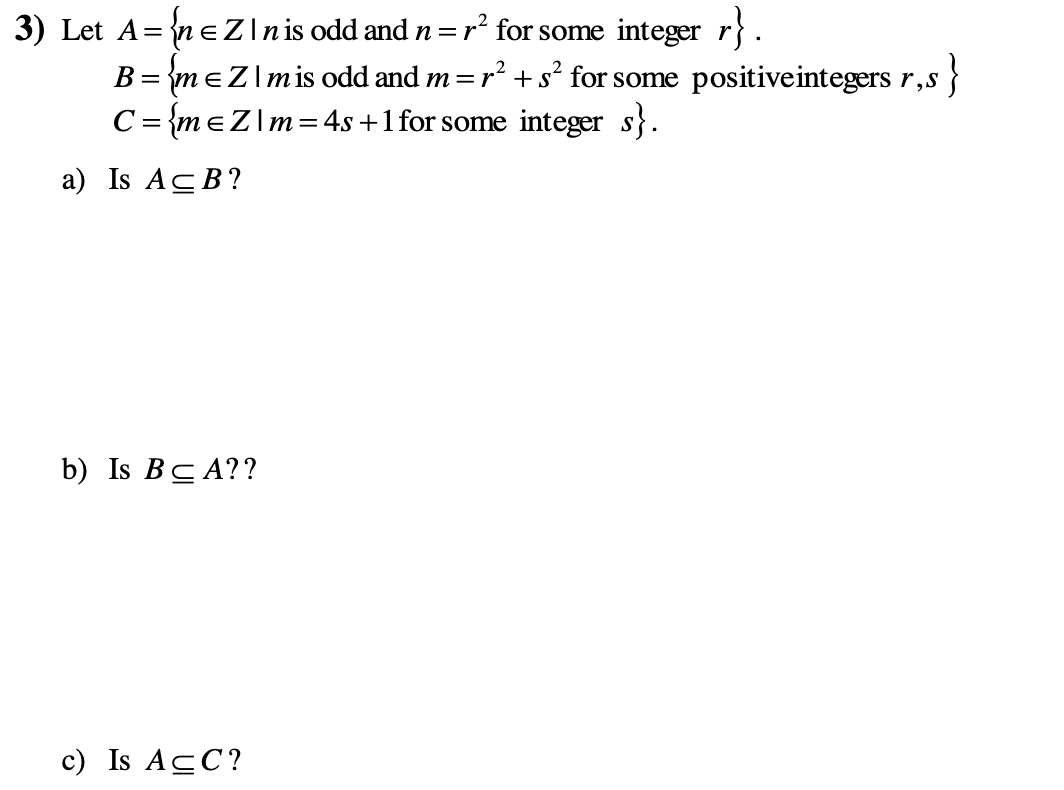 Solved 3) Let A={n∈Z∣n is odd and n=r2 for some integer r}. | Chegg.com