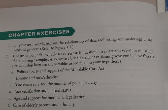 Solved CHAPTER EXERCISES 1. In your own words, explain the | Chegg.com