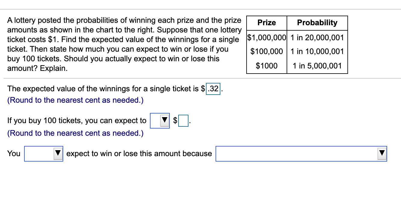 Solved Prize Probability A lottery posted the probabilities | Chegg.com