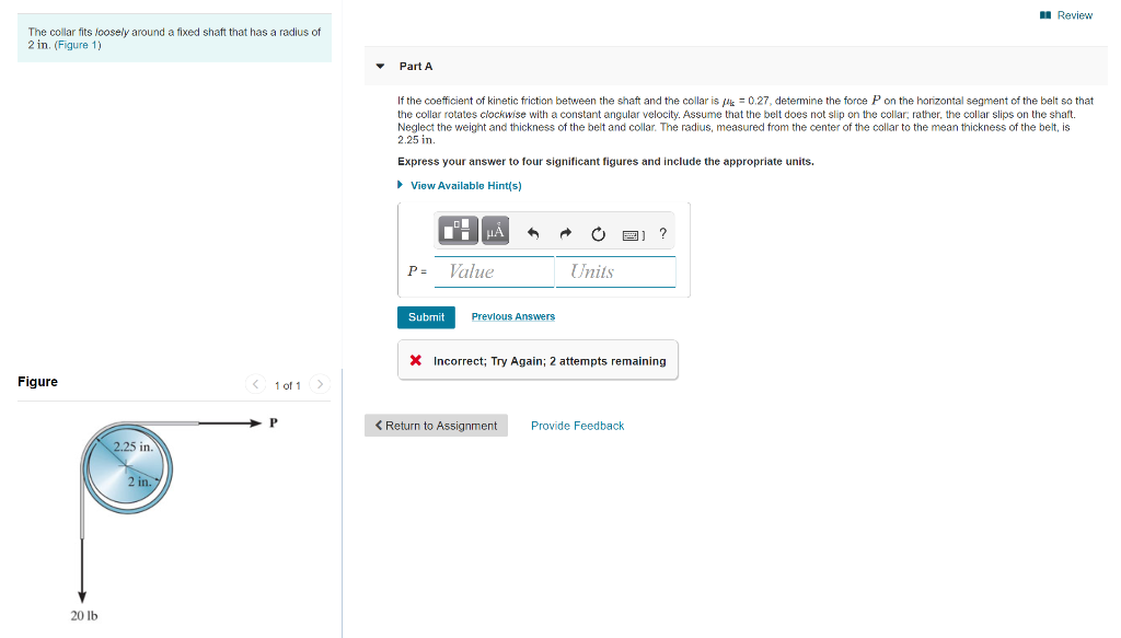Solved I Review The collar fits loosely around a fixed shaft | Chegg.com
