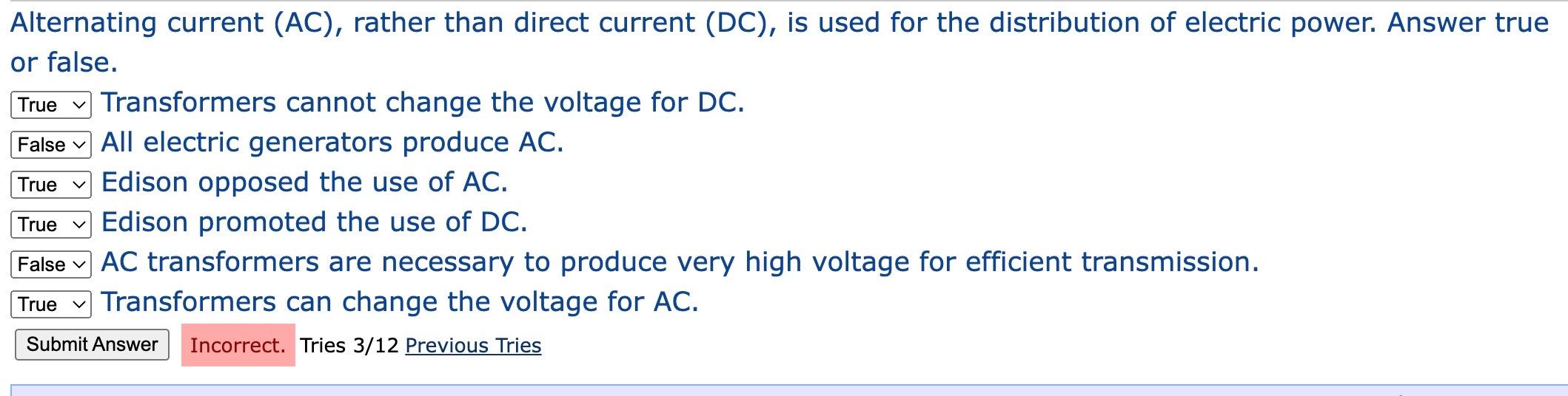 Solved Alternating current (AC), rather than direct current | Chegg.com