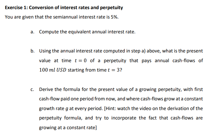 Solved se 1: Conversion of interest rates and perpetuity e | Chegg.com