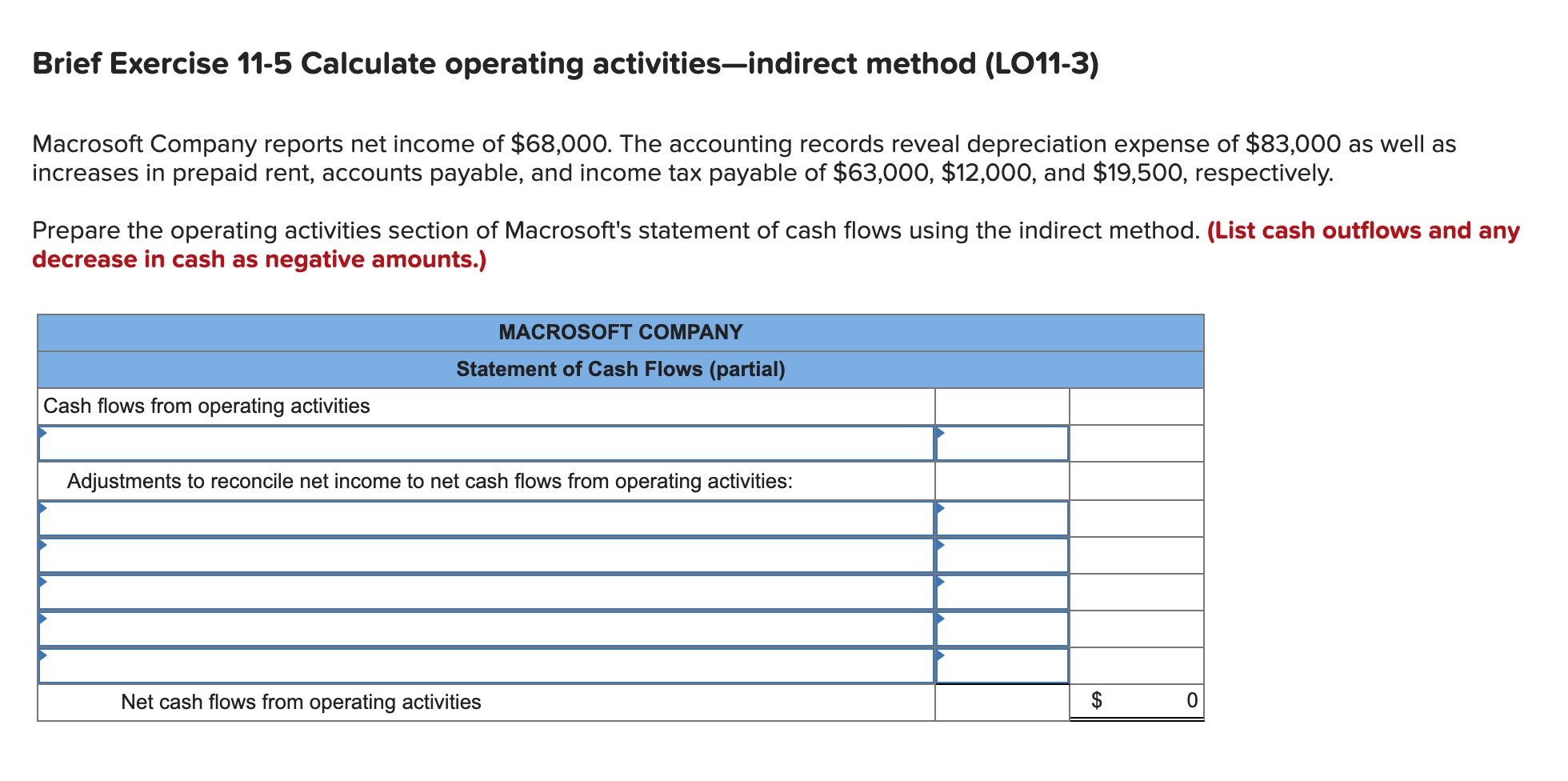 Solved Brief Exercise 11-5 Calculate operating | Chegg.com