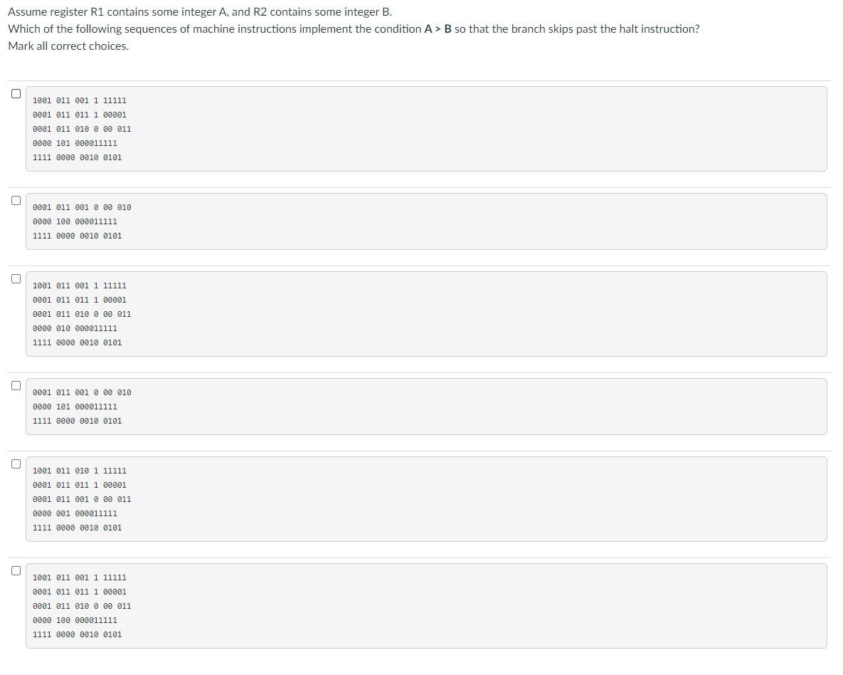 Assume register R1 contains some integer A, and R2 | Chegg.com