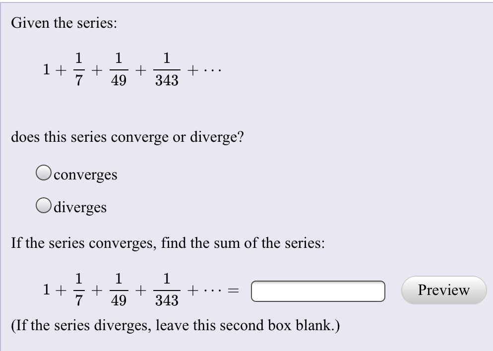 Solved To test the series – for convergence, you can use the | Chegg.com