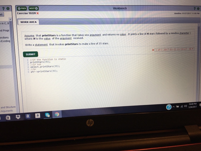 Solved Assume That Printstars Is A Function That Takes One 