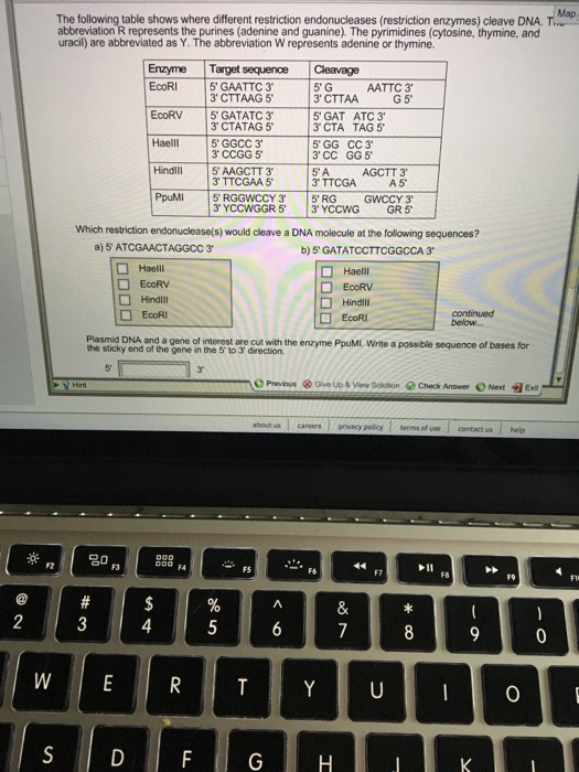Solved The following table shows where different restriction | Chegg.com