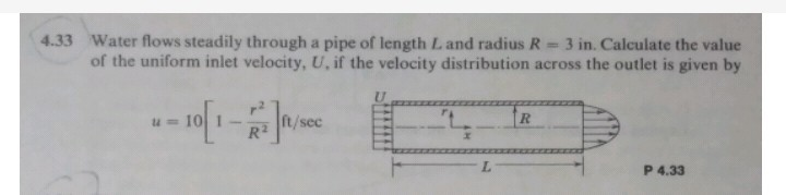 Solved 4.33 Water flows steadily through a pipe of length L | Chegg.com