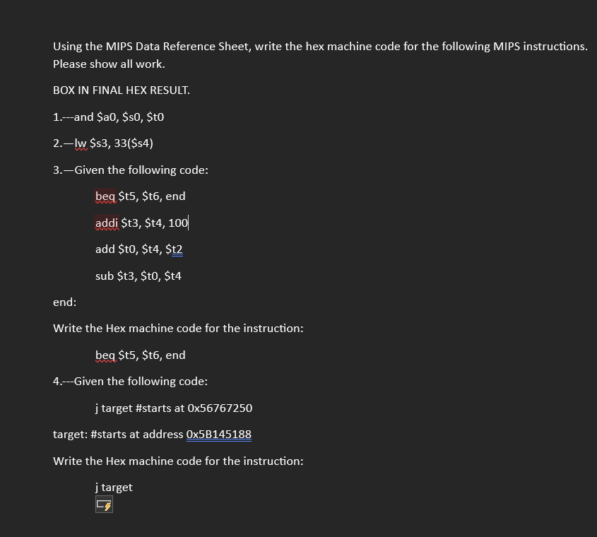 Solved Help Pleaseusing The Mips Data Reference Sheet 9541