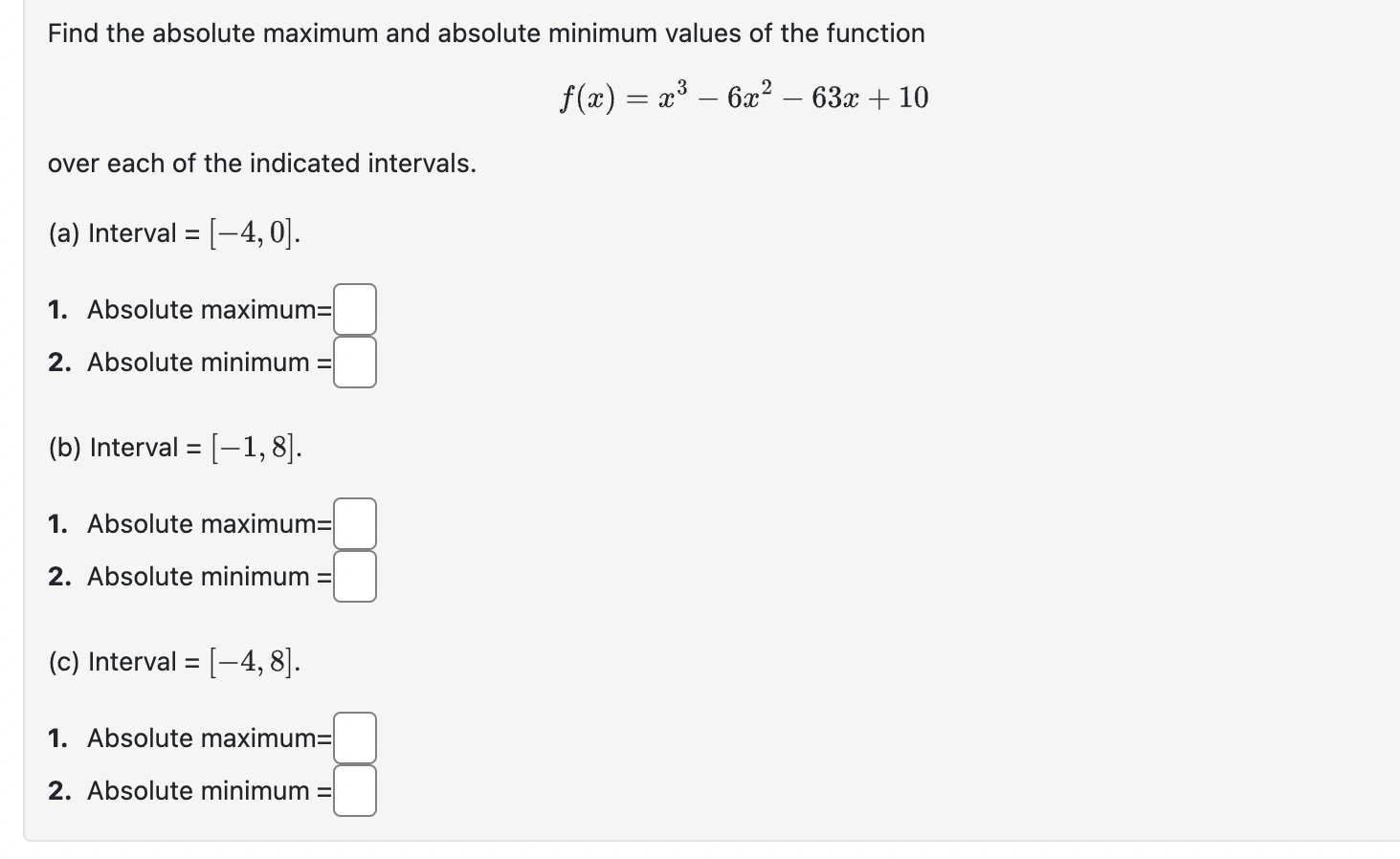Solved Find The Absolute Maximum And Absolute Minimum Values