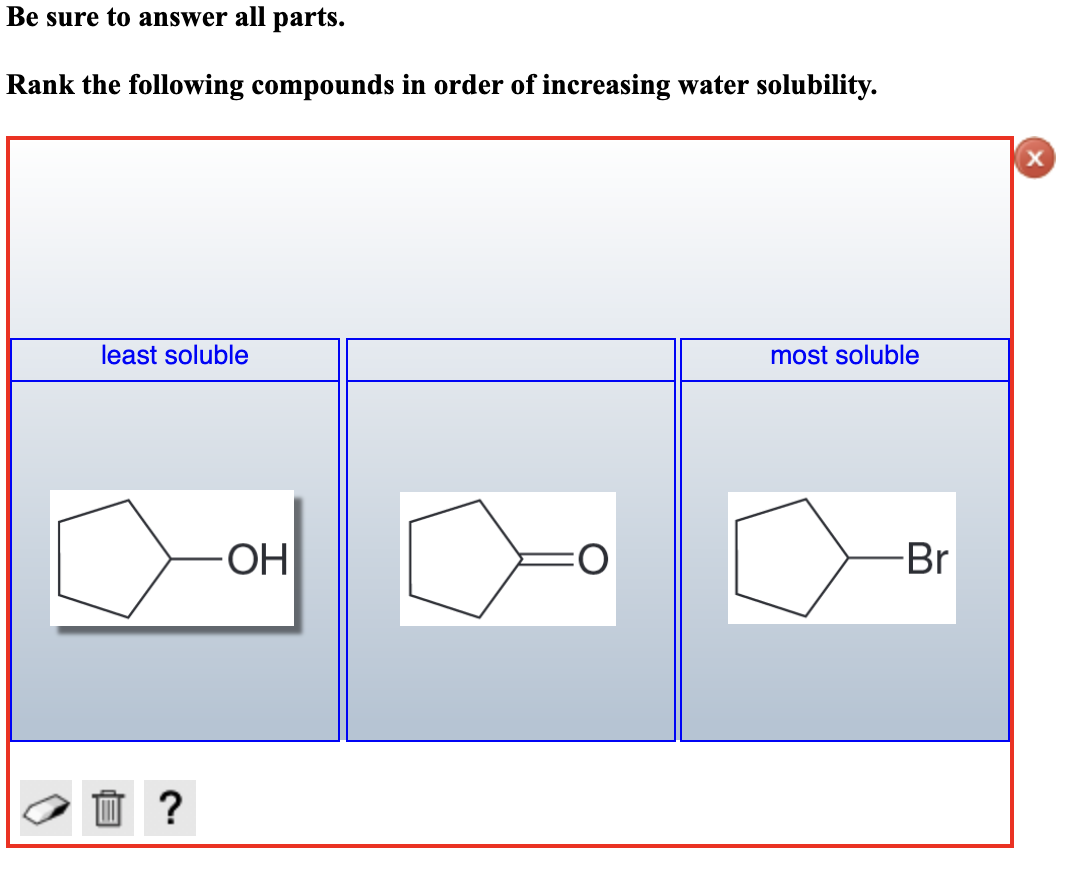 Solved Be sure to answer all parts. Rank the following | Chegg.com