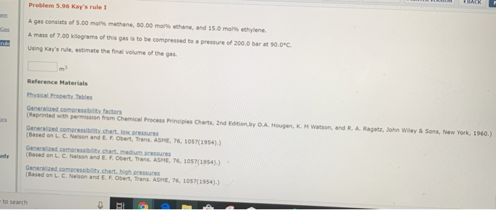 Solved Problem 5.96 Kay's rule A gas consists of 5.00 mol% | Chegg.com