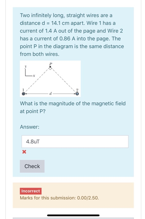 Solved Two infinitely long, straight wires are a distance d | Chegg.com