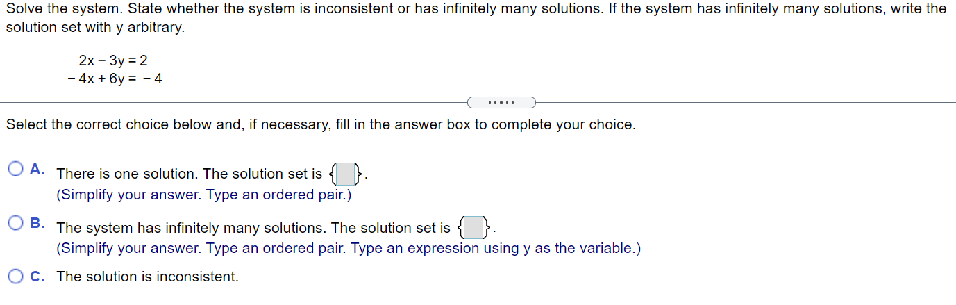 Solved Solve the system. State whether the system is | Chegg.com