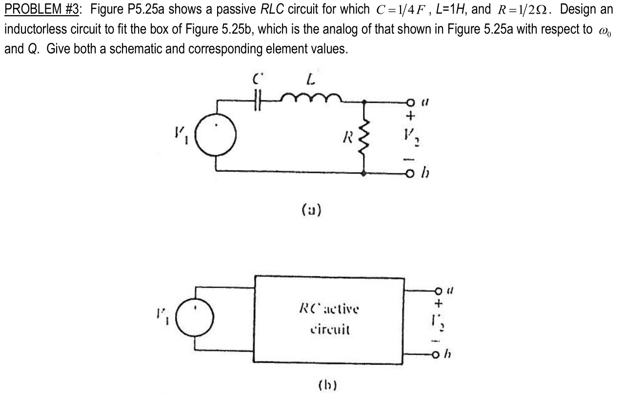 Solved PROBLEM #3: Figure P5.25a shows a passive RLC circuit | Chegg.com
