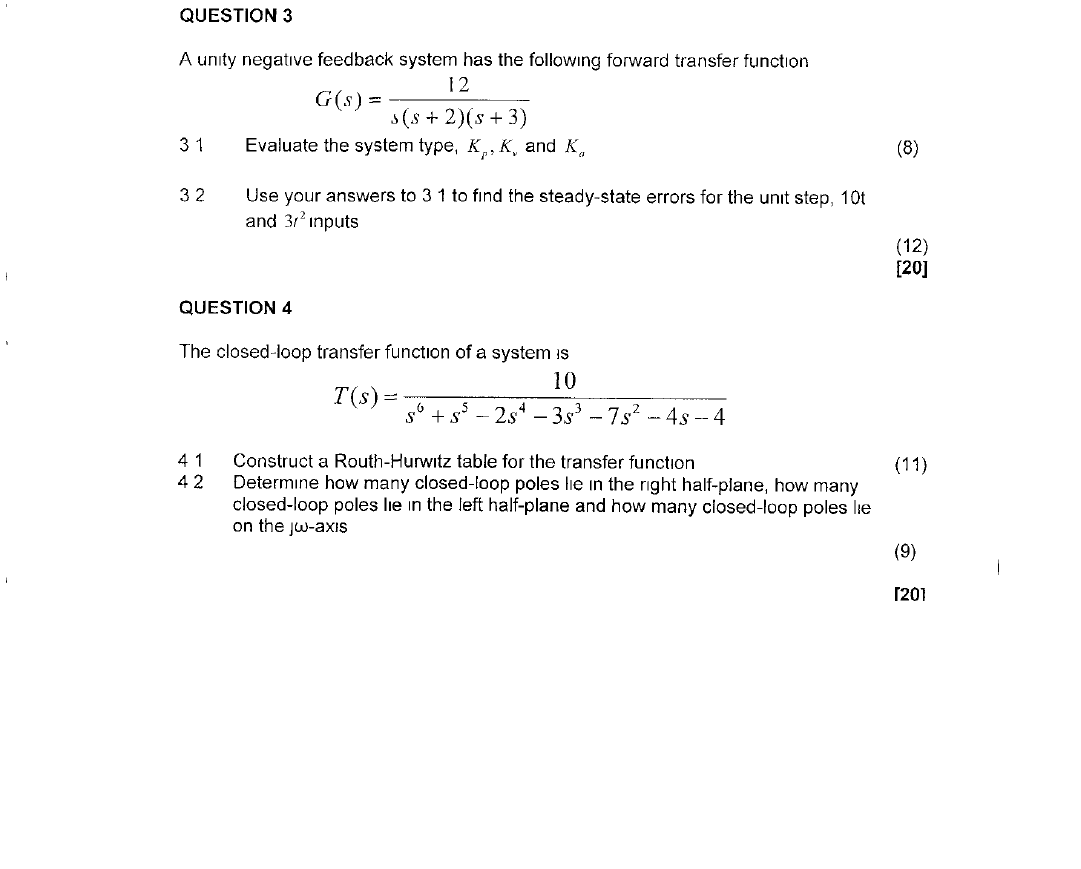 Solved Question 3 A Unity Negative Feedback System Has The 7102