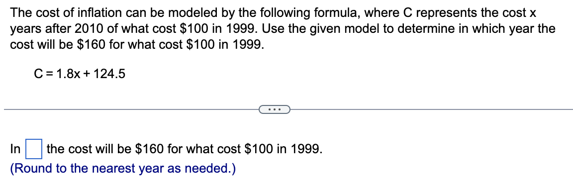 Solved The cost of inflation can be modeled by the following | Chegg.com