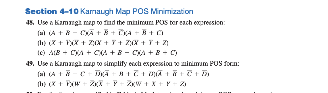 Solved Section 4-10 Karnaugh Map POS Minimization 48. Use a | Chegg.com