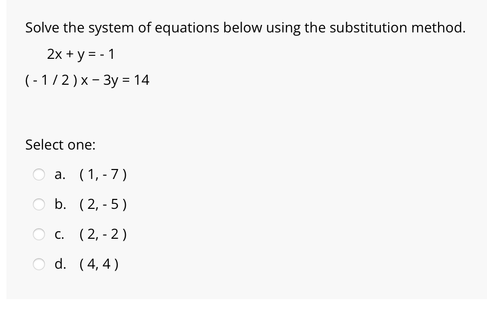 Solved Solve the system of equations below using the | Chegg.com