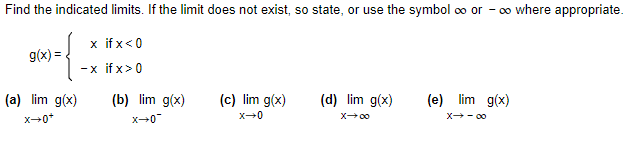 Solved Find the indicated limits. If the limit does not | Chegg.com