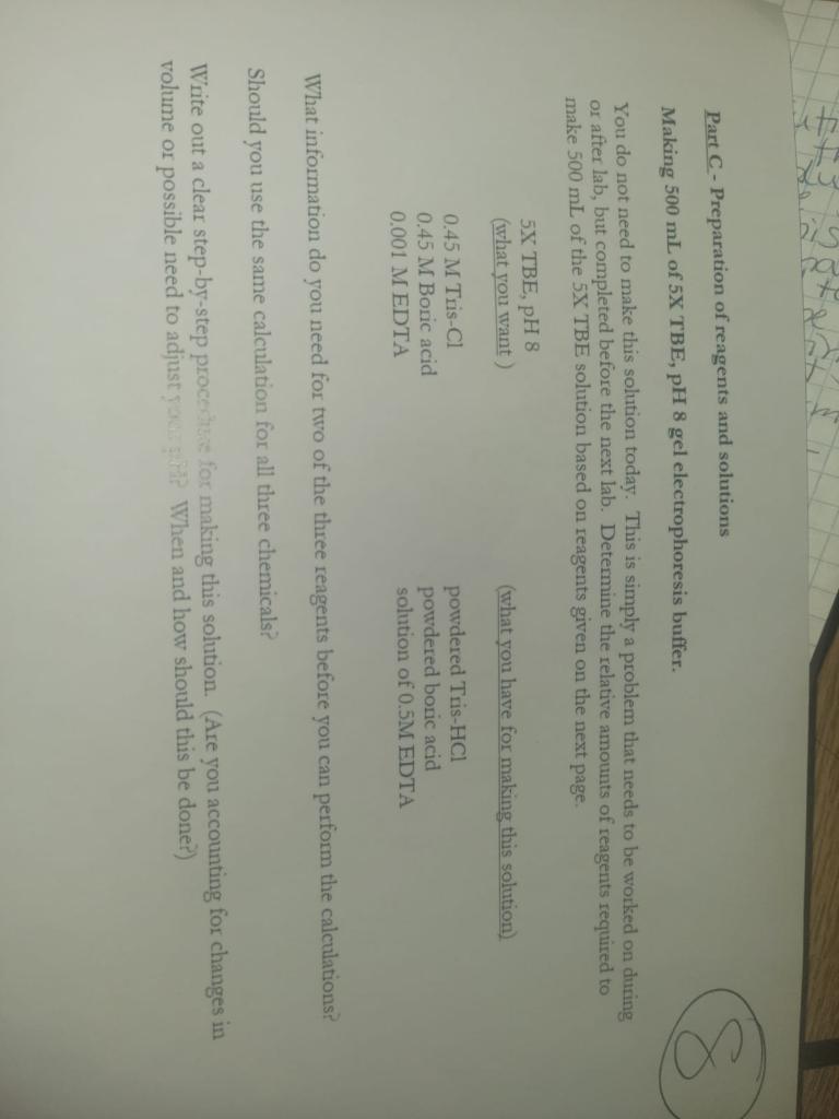 Solved Part C - Preparation of reagents and solutions Making | Chegg.com