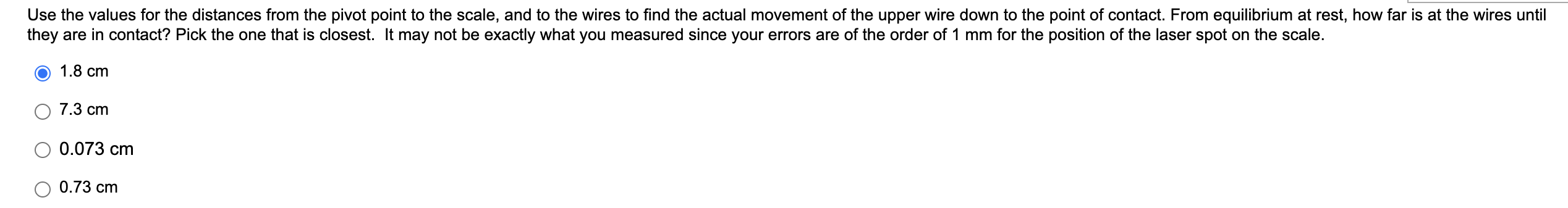 Solved Values:distance from the pivot to the scale (ds) = | Chegg.com