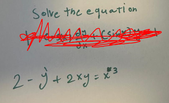 Solved Solve the equation 2−y′+2xy=x3 | Chegg.com