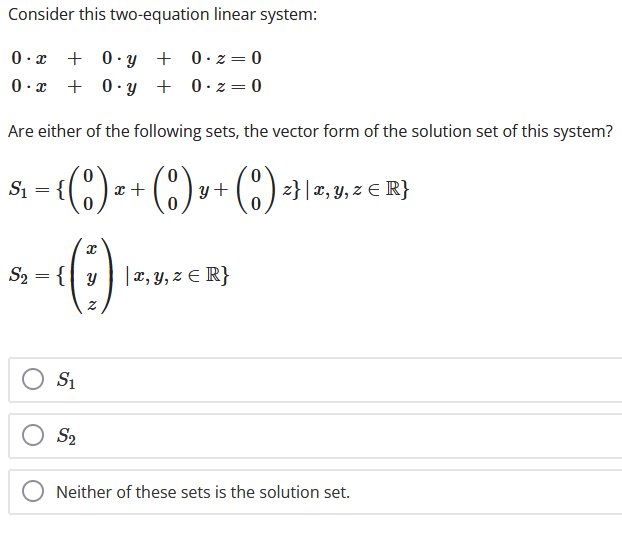 Solved Consider this two-equation linear system: | Chegg.com