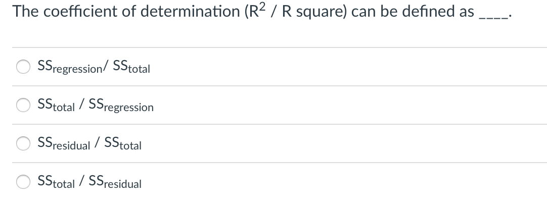 Solved The coefficient of determination ( R2/R square) can | Chegg.com