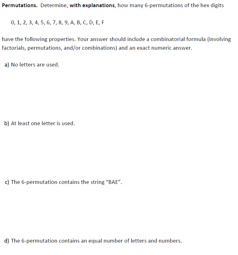 Solved Permutations. Determine, with explanations, how many | Chegg.com