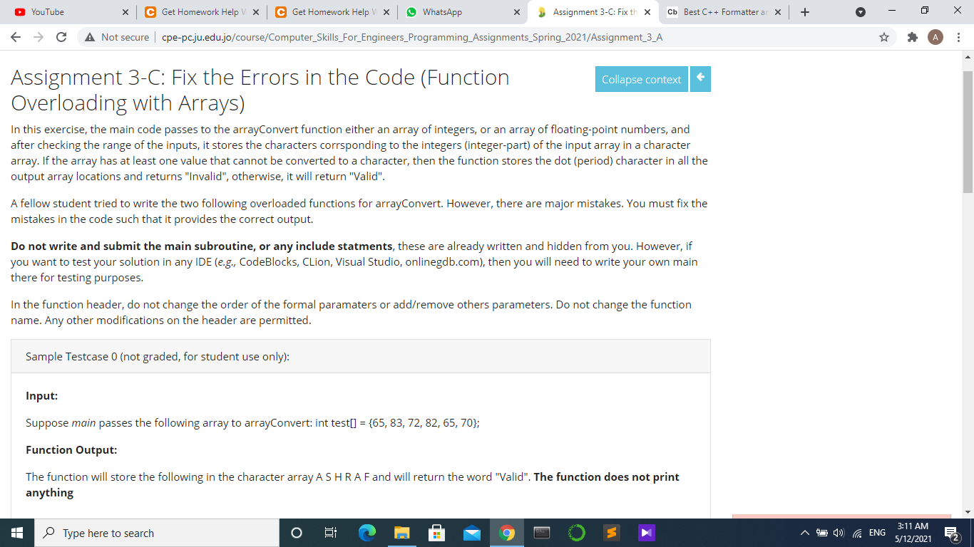 Solved Assignment 3-C: Fix the Errors in the Code (Function | Chegg.com