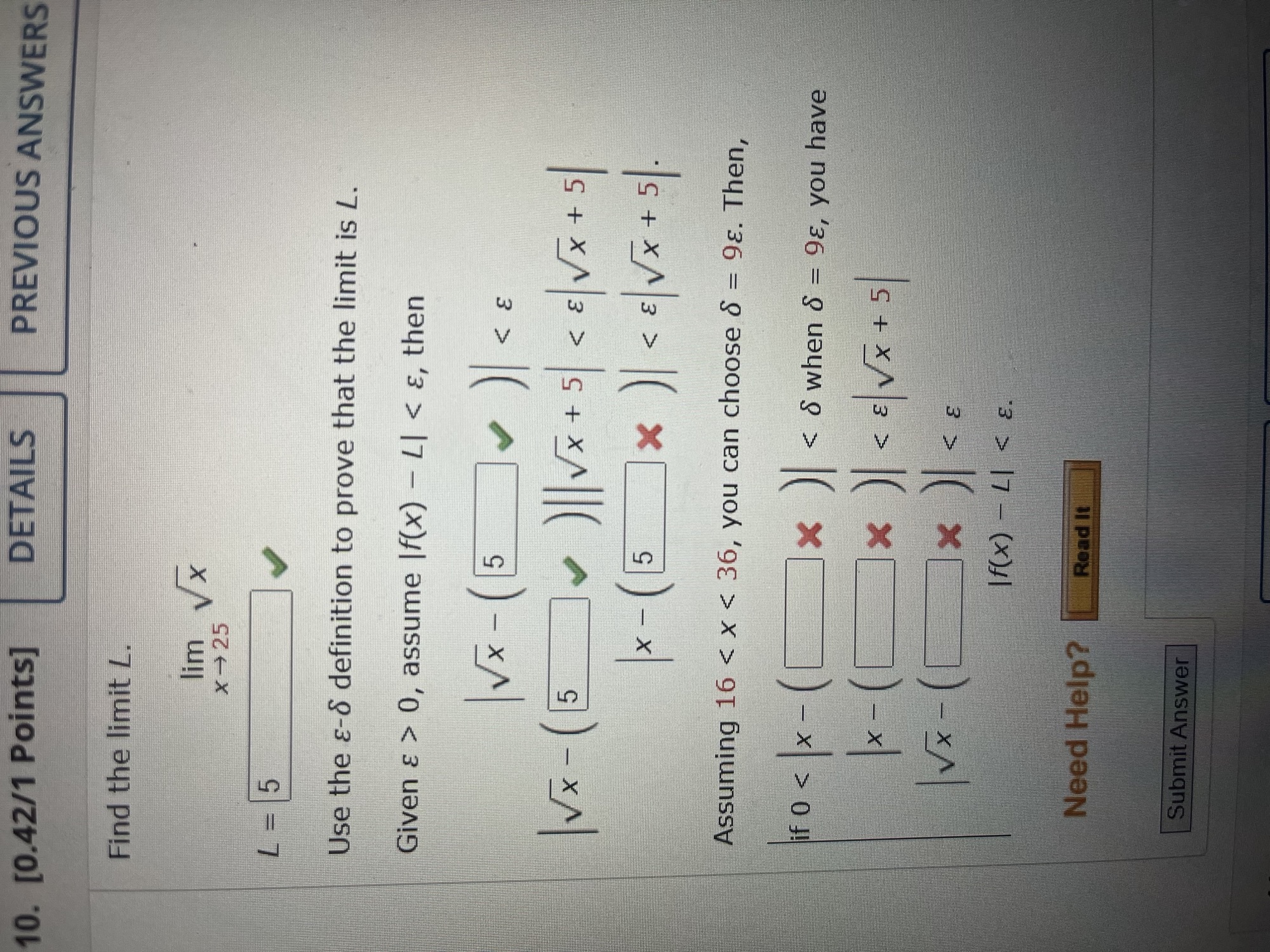 Solved Find the limit L. limx→25x L= Use the ε−δ definition | Chegg.com