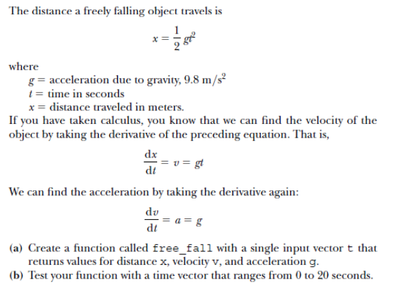 Solved The distance a freely falling object travels is 1 | Chegg.com