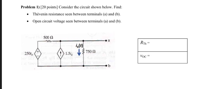 Solved Problem 1) [20 points] Consider the circuit shown | Chegg.com