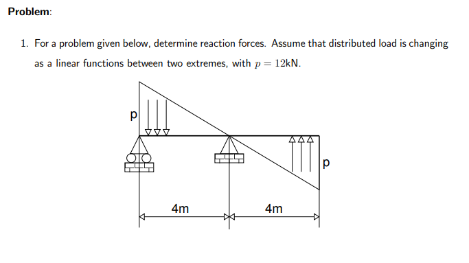Solved 1. For a problem given below, determine reaction | Chegg.com