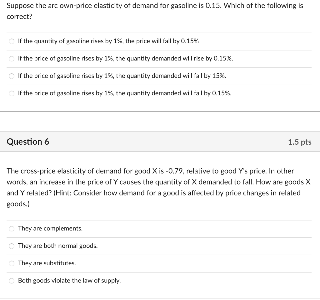 Solved Suppose the arc own-price elasticity of demand for | Chegg.com