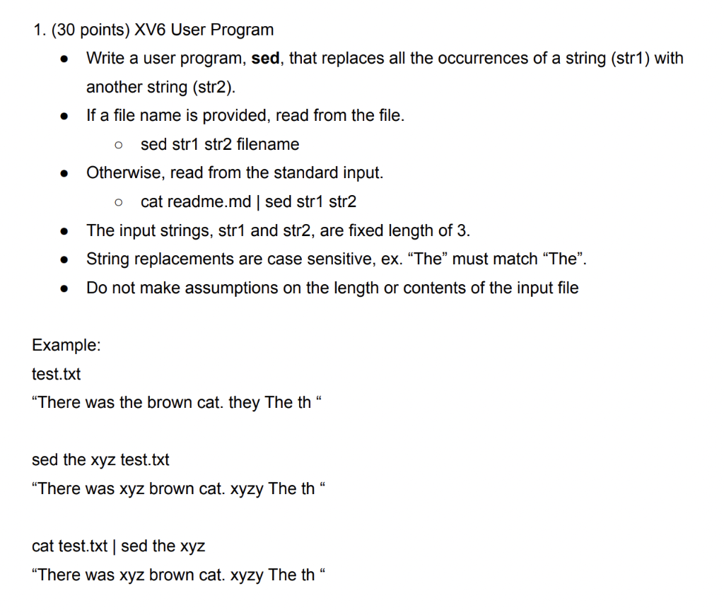 O 1 30 Points Xv6 User Program Write A User 